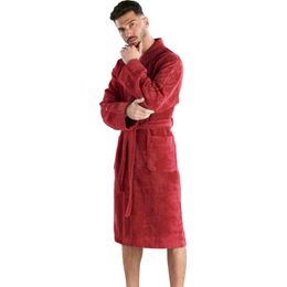 Herrenbademantel Carlo Colucci "Vito, ideal für Sauna & Spa, Hotelbademantel, Morgenmantel" Gr. XL, rot, L:120cm, Baumwolle, Hausmäntel, Bademantel, Carlo Colucci Logostickerei auf der Brust und Logo auf den Ärmeln