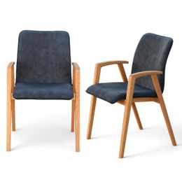 Armlehnstuhl Home Affaire "Loreen Esszimmerstuhl, Polsterstuhl, Designstuhl", schwarz (trelew 7006 schwarz, eiche natur geölt), B:56cm H:86,5cm T:64cm, Massivholz, Polyester, Sperrholz, Stühle, mit Massivgestell, hochwertig gearbeitet, Armlehnen, stilvoll, bequem
