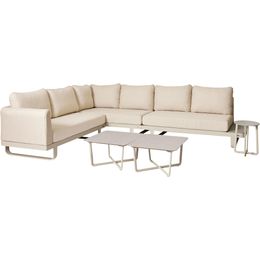 Gartenlounge-Set Best "Fellow", beige (sandfarben,), B:320cm H:69cm T:242cm, Aluminium, Keramik, Polyester, Sitzmöbel-Sets, inklusive 10 Kissen und 3 Beistelltischen