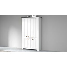 Schuhschrank Inosign "FIGO, Made in Italy – Schuhkommode,Schuhregal für ca. 60 Paar Schuhe", weiß (weiß matt, schiefer), B:114cm H:200cm T:41,8cm, Spanplatte, Schränke, 6-Türig, Siebdruck-dekorative Fräsungen, 20 Fächer, Höhe: 60 cm