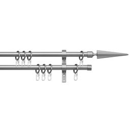 Gardinenstange Indeko "Parma" Gr. 4, silber (silberfarben), L:240cm Ø:16mm, Stahl, Gardinenstangen, Komplett-Set inkl. Ringen und Montagematerial