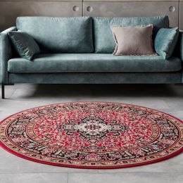 Teppich Hanse Home "Skazar Isfahan" Gr. 9, rot (rot, schwarz), H:9mm Ø:160cm, Polypropylen (PP), Teppiche, Kurzflor, Orient, Teppich, Vintage, Esszimmer, Wohnzimmer, Flur