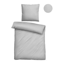 Bettwäsche Biberna "0470500", grau (sturmgrau), B/L: 155cm x 200cm, 1 Stk., 1 Stk., Lyocell, B/L: 80cm x 80cm, 2 Stk., Lyocell, Obermaterial: 100% Lyocell (TENCEL™), Bettwäsche, natürlicher Rohstoff, schnelltrocknend, angenehm weich, atmungsaktiv