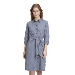 BETTY & CO Hemdblusenkleid BETTY & CO "Damen Sommerkleid Hemdblusenkleid mit Eingrifftaschen", Damen, Gr. 44, Normalgrößen, blau (dunkelblau, weiß), Obermaterial: 72% Baumwolle, 25% Polyamid, 3% Elasthan., Modisch, tailliert kurz, Kleider, Nahtführung