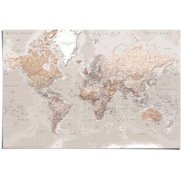 Poster Reinders "Weltkarte", beige (farbe bild(er): beige), B:91,5cm H:61cm T:0,1cm, Papier, Bilder