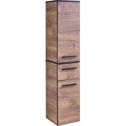 Schrankmodule SAPHIR "Quickset 374 Badschrank, 30 cm breit, 2 Türen, 1 Schublade", braun (eiche ribbeck quer nachbildung), B:30cm H:142cm T:32,5cm, Spanplatte, Schränke, Bad-Hochschrank, 3 Einlegeböden, inkl. Türdämpfer, Eiche Ribbeck quer Nachbildung