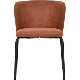 Stapelstuhl Essentials "Break", braun (braun, rot), B:54,5cm H:75cm T:52,5cm, Holz teilmassiv, Metall, Stühle, mit Bezug, braun-rot