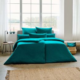 Bettwäsche Estella "Takoma", blau (petrol), B/L: 135cm x 200cm, 1 Stk., 1 Stk., Mako-Interlock-Jersey, B/L: 80cm x 80cm, 2 Stk., Mako-Interlock-Jersey, Obermaterial: 100% Baumwolle, Bettwäsche