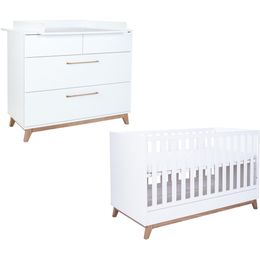 Babymöbel-Set Arthur Berndt "Babyzimmer Set »Lina« 2-teilig", weiß (kreideweiß), B/H: 70cm x 140cm, Hartfaserplatte, Holzwerkstoff, Massivholz, Melamin, Metall, Schlafzimmermöbel-Sets