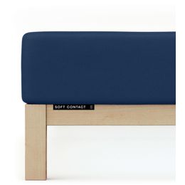 Spannbettlaken Schlafgut "Soft Contact", blau (blau deep), L:200cm, Feinbiber, Obermaterial: 100% Baumwolle, Bettlaken, 100% Bio Baumwolle