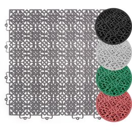 Kunststoff-Fliesen ANDIAMO "Terrassenfliesen Terra Sol, Made in Swiss", grau (dunkelgrau), B:380mm L:380mm, Polypropylen (PP), Hartbodenbeläge, Outdoor Klickfliesen, 38x38 cm, Set mit 1 qm, 2 qm, 5 qm, UV-beständig