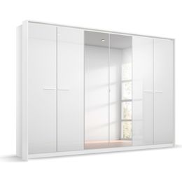 Drehtürenschrank Rauch "Kleiderschrank Schrank Garderobe Wäscheschrank Ankleide OTELI", weiß (weiß, hochglanz weiß), B:275cm H:212cm T:58cm, Holzwerkstoff, Schränke, mit Mittelspiegel und Passepartout optional mit Beleuchtung
