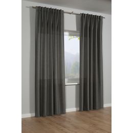 Gardine SEHLBACH "Schal Strukturdeko" Gr. 1, grau (anthrazit), B:140cm H:245cm, Polyester, Gardinen, mit Gardinenband und verdeckten Schlaufen