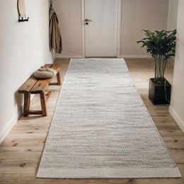 Wollteppich "WOOLY DREAM", beige (natur, meliert, grau), B:80cm H:10mm L:250cm, Wolle, MyFlair MÖBEL & ACCESSOIRES, Teppiche, handgewebter Wendeteppich, meliert, reine Wolle, Wohnzimmer