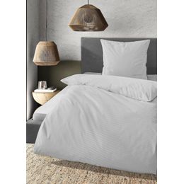 Bettwäsche Daniel Hechter "0061304", grau (silbergrau), B/L: 155cm x 220cm, 1 Stk., 1 Stk., Satin, B/L: 80cm x 80cm, 2 Stk., Satin, Obermaterial: 100% Baumwolle, Bettwäsche, feiner Glanz+weicher Griff, 100% Baumwolle, Reißverschluss,LOGO+Paspel