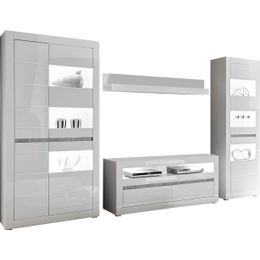 Wohnwand Inosign "Carat", weiß (weiß, weiß hochglanz), Kastenmöbel-Sets, wird jeweils mit zwei Leisten angeliefert, 1 x grau, 1 x weiss