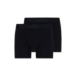 Boxer BOSS "BoxerBr 2P UltraSoft", Herren, Gr. M, schwarz, Jersey, Obermaterial: 90% Modal, 10% Elasthan, unifarben, körpernah, Unterhosen, mit tonalem BOSS Logo-Elastikbund