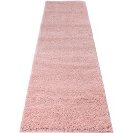 Läufer Bruno Banani "Shaggy Soft" Gr. 19, rosa (hellrosa), B:80cm H:30mm L:500cm, Kunstfaser, Teppiche, Läufer, Brücke, gewebt, Uni-Farben, besonders weich