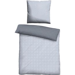Wendebettwäsche Biberna "Combinate in Gr. 135x200, 155x220 oder 200x200 cm", blau (blau, muster), B/L: 155cm x 220cm, 1 Stk., 1 Stk., Mako-Satin, B/L: 80cm x 80cm, 2 Stk., Mako-Satin, Obermaterial: 100% Baumwolle, Bettwäsche, Bettwäsche aus Baumwolle, zeitlose Bettwäsche mit Wendeoptik
