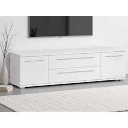 Lowboard Places of Style "Piano TV-Kommode in Breite 165 oder 180 cm mit Soft-Close-Funktion", weiß (weiß hochglanz), B:180cm H:46,2cm T:45,2cm, Spanplatte, Sideboards, Hochglanz UV-lackiert, Br 180 cm mit versch. Tür- und Schubkastenmaße