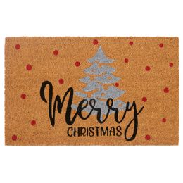 Fußmatte Hanse Home "Kokos Silver Christmas Gifts, Türmatte", braun (kokos), B:40cm H:15mm L:70cm, Kokos, Teppiche, Schmutzfangmatte, Rutschfest, Outdoor, Weihnachten, Kokosmatte, Flur