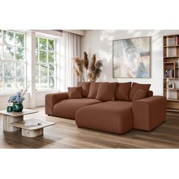 Ecksofa Home Affaire "LAKESIDE mit Bettfunktion und Bettkasten, B/T/H 257/166/84 cm", rot (ziegelrot), B:256,5cm H:84cm T:166cm, 100% Polyester, Sofas, Ecksofa, L-Form, Recamiere beidseitig montierbar, mit Wellenunterfederung, Topseller