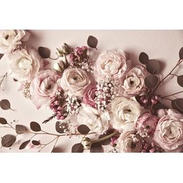 Livingwalls Fototapete LIVING WALLS "ARTist Flat Lay Flower", rosa (beige, creme, rosa), B:4 L:2,7, Vlies, Tapeten, Vlies, Wand, Schräge