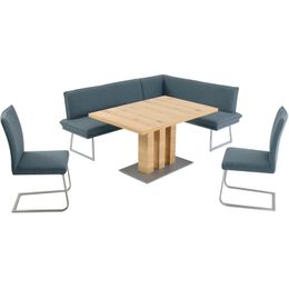 K+w Komfort & Wohnen Essgruppe K+W KOMFORT & WOHNEN "Santos III", blau (petrol,), B:205cm H:86cm T:205cm, Sitzmöbel-Sets, gepolsterte Eckbank und Stühle, langer Schenkel rechts oder links