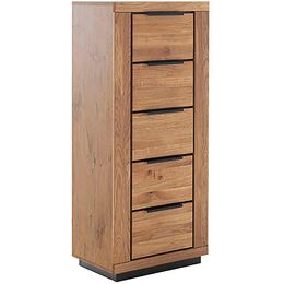 Kommode MCA LIVING "Greno Kommode III", beige (naturfarben), B:62cm H:142cm T:40cm, Holzwerkstoff, Massivholz, Sideboards, durchgehende Lamelle