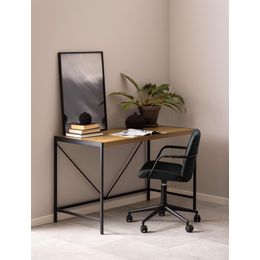 Arbeitstisch ACTONA GROUP "Bahamas Schreibtisch, Bürotisch", beige (natur), B:120cm H:75cm T:60cm, Tische, Büroschreibtisch Schreibtisch Holz-Schreibtische, Eiche-Look, Beine aus schwarzem Stahl, V-förmiger Draht, B: 120 cm