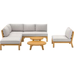 Gartenlounge-Set Best "Matera", grau (akazie – hellgrau,), B:87,6cm H:68,6cm T:87,6cm, Obermaterial: 80% Polyurethan, 20% Polypropylen, Sitzmöbel-Sets, Lounge-Set