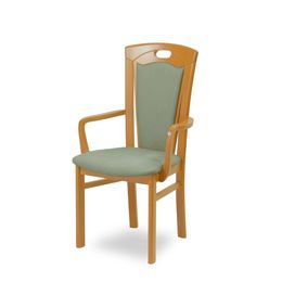 Esszimmerstuhl Home Affaire "FERDI, Armlehnstuhl, Made in Italy, Massivholz", beige (buche, water, buche natur), B:55cm H:100cm T:57cm, Massivholz, Stühle, Bezug Feinstruktur (wasser-und fleckabweisend) oder Struktur