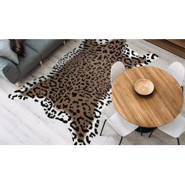 Teppich Calo-deluxe "Amun 303" Gr. 41, braun (braun, wei&szlig;), B:160cm H:19mm L:230cm, Kunstfaser, Teppiche, Teppich, Kunstfell, Wohnzimmer