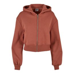 Sweatjacke Urban Classics "Urban Classics Damen Ladies Short Oversized Zip Jacket", Damen, Gr. XL, orange (terracotta), 65% Baumwolle, 35% Polyester, unifarben, Sweatjacken