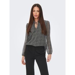 Chiffonbluse Only "ONLDITSY L/S BLOUSE WVN", Damen, Gr. L, schwarz (schwarz cera ditsy), Chiffon, Obermaterial: 100% Polyester, geblümt, normal, mit Gummizug, Blusen