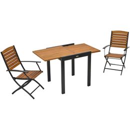 Balkonset Merxx "Santorin", grau (graphit, natur,), Aluminium, Massivholz, Sitzmöbel-Sets