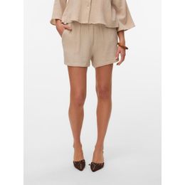 Véro Moda Shorts VERO MODA "VMNATALI HW SHORTS NOOS", Damen, Gr. XL(42), silber (silber lining), Web, Obermaterial: 100% Baumwolle, unifarben, casual, relaxed fit kurz, Hosen