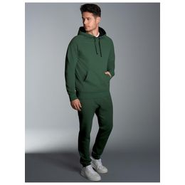 Jogginganzug TRIGEMA "TRIGEMA Jogginganzug aus Biobaumwolle", Herren, Gr. XL, grün (efeu), 75% Baumwolle (Biobaumwolle kbA), 25% Baumwolle (recycelt), Sportanzüge