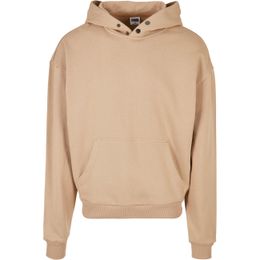 Kapuzensweatshirt Urban Classics "Urban Classics Herren Snap Hoody", Herren, Gr. 5XL, beige (unionbeige), 65% Baumwolle, 35% Polyester, unifarben, Sweatshirts
