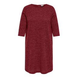 Jerseykleid Only CARMAKOMA "CARMARTHA 3/4 KNEE DRESS JRS", Damen, Gr. M, N-Gr, cabernet, Jersey, Obermaterial: 95% Polyester, 5% Elasthan, unifarben, regular fit, Rundhals, Kleider, Sommerkleid