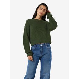 Rundhalspullover Noisy may "NMMAYSA L/S O-NECK KNIT NOOS", Damen, Gr. L, kombu grün, Strick, Obermaterial: 50% Baumwolle, 50% Polyacryl, unifarben, regular fit taillenbedeckt, Rundhals, Rippstrickbündchen, Pullover
