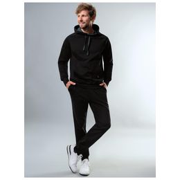 Jogginganzug TRIGEMA "TRIGEMA Jogginganzug aus Biobaumwolle", Herren, Gr. L, schwarz, 75% Baumwolle (Biobaumwolle kbA), 25% Baumwolle (recycelt), Sportanzüge