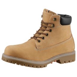 Winterboots Dockers by Gerli, Herren, Gr. 41, braun (camelfarben), Nubukleder, Schuhe, Workerboots, Schnürstiefel mit Blockabsatz