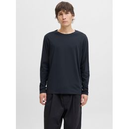 Jack & Jones Rundhalsshirt JACK & JONES "JJEORGANIC BASIC TEE LS O-NECK NOOS", Herren, Gr. M, navy blazer, Jersey, Obermaterial: 100% Baumwolle, unifarben, regular fit hüftbedeckend, Rundhals, Shirts