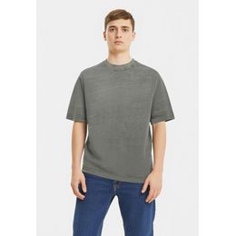 Only & Sons Rundhalsshirt ONLY & SONS "ONSDISTRESS RLX SS TEE", Herren, Gr. L, grau (castor gray), Jersey, Obermaterial: 100% Baumwolle, unifarben, loose fit normal, Rundhals, Shirts