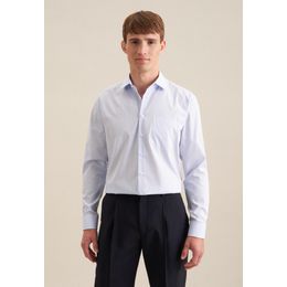 Businesshemd Seidensticker "Schwarze Rose", Herren, Gr. S38, normale Ärmellängen, blau, 100% Baumwolle, gestreift, regular fit, 2-Knopf-Manschette, Hemden, Regular 1/1 Kentkragen Gestreift