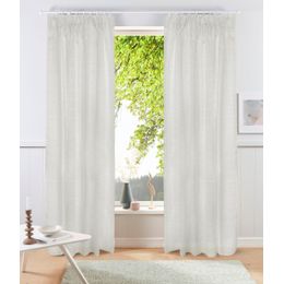 Gardine my home "Kym" Gr. 1, beige (beige, weiß), B:135cm H:145cm, Leinen, Polyester, Gardinen