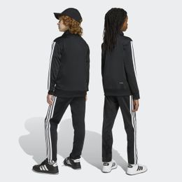 Trainingsanzug adidas Sportswear "J 3S TIBERIO TS", Kinder, Gr. 164, schwarz, glow blau, blau fusion, weiß, Obermaterial: 100% Polyester, Sportanzüge