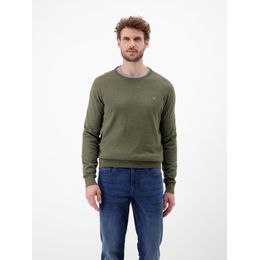 Strickpullover Lerros "Lerros Herren Basic Strickpullover", Herren, Gr. L, nordic olive melange, 100% Baumwolle, Rundhals, Pullover