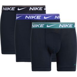 Boxer NIKE UNDERWEAR "BOXER BRIEF 3PK", Herren, Gr. XL, blk evrgrün aura, deep night, blk wb, Jersey, Obermaterial: 92% Polyester, 8% Elasthan, kontrastfarbene Details, unifarben, körpernah, Unterhosen, mit Markenlabel